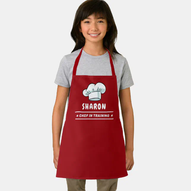 Chef in Training Chef Hat For Kids Burgundy Red Apron | Zazzle