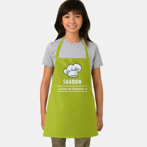 Chef in Training Chef Hat For Kids Olive Green Apron | Zazzle