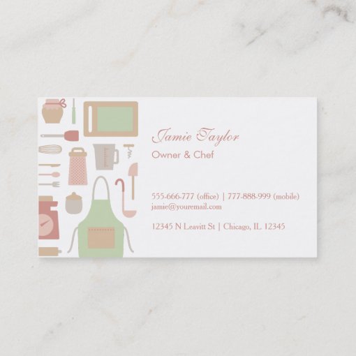 Chef Kitchen Cooking Accessories and Utensils Business Card | Zazzle