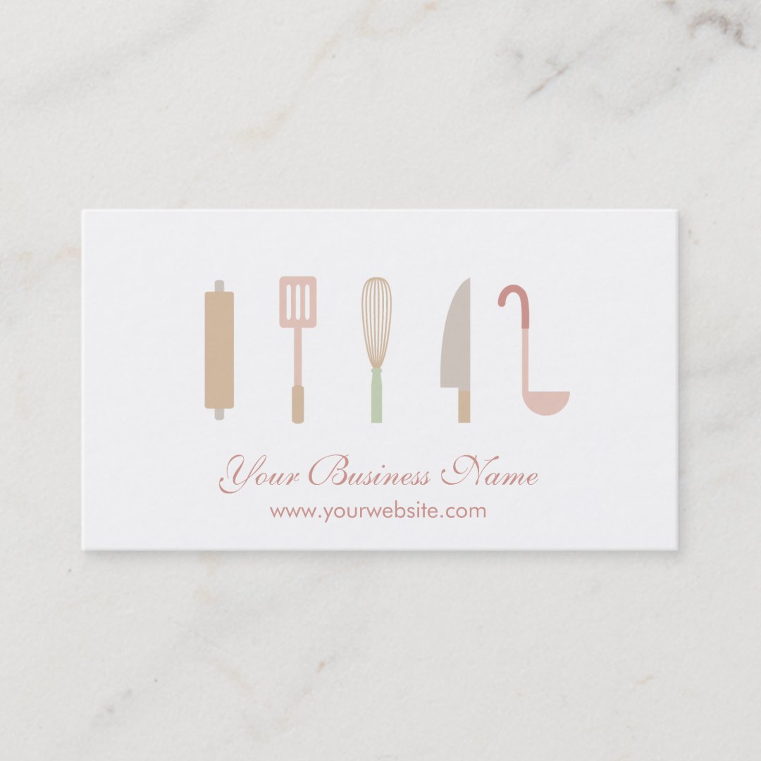Chef Kitchen Cooking Accessories and Utensils Business Card | Zazzle