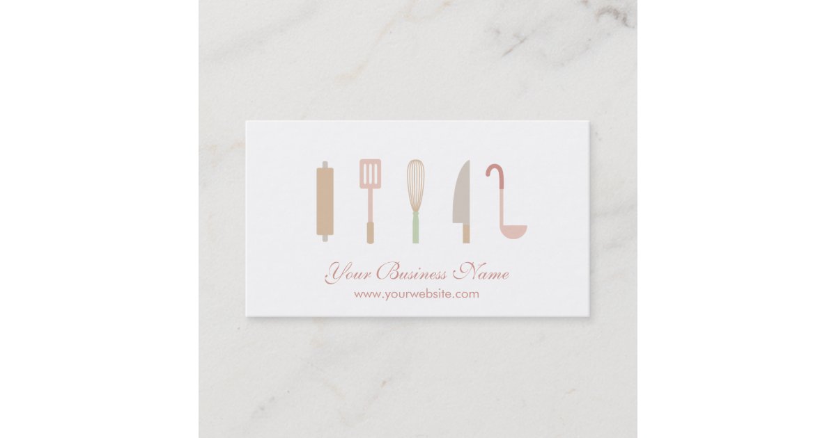 Chef Kitchen Cooking Accessories and Utensils Business Card | Zazzle