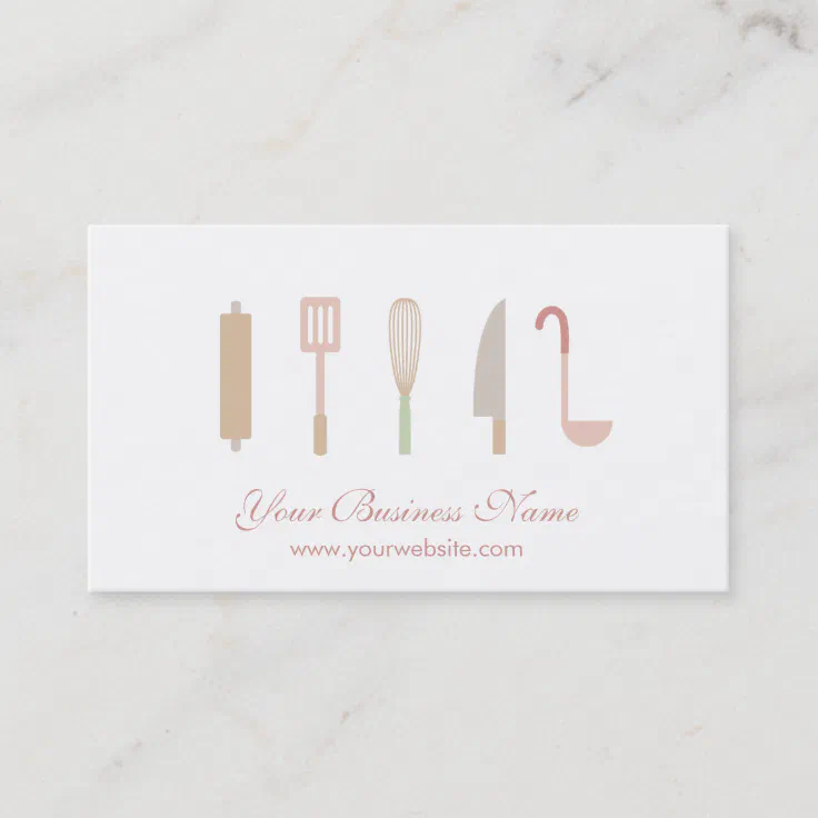 Chef Kitchen Cooking Accessories and Utensils Business Card | Zazzle