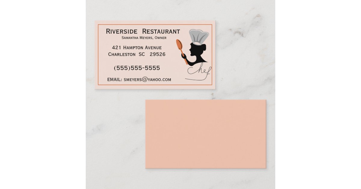 Chef Lady Silhouette Business Cards | Zazzle