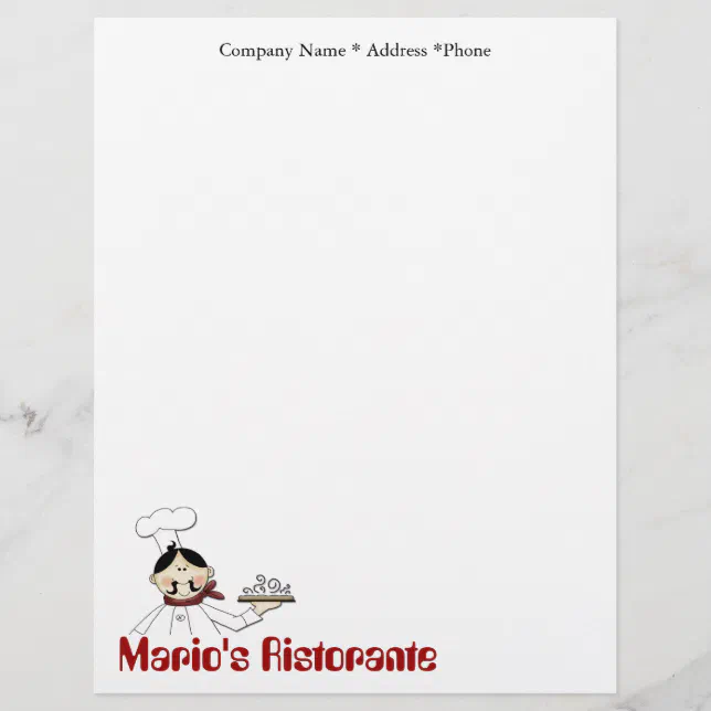 Chef Letterhead | Zazzle
