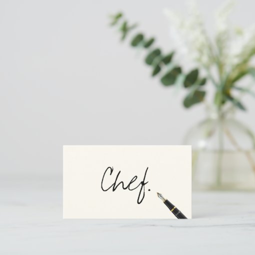 Chef Minimalist Handwriting Script Elegant Business Card | Zazzle
