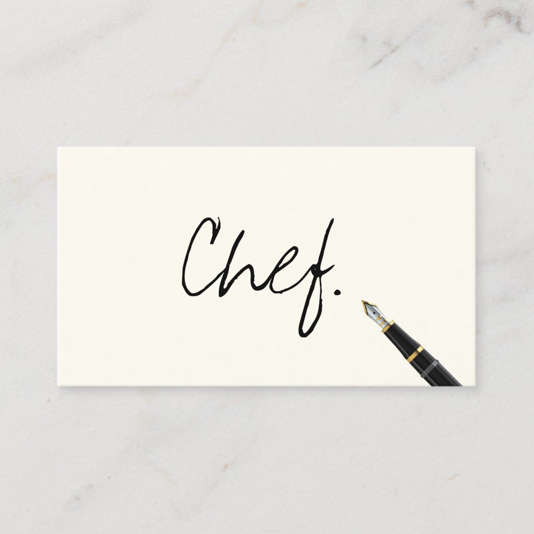 Chef Minimalist Handwriting Script Elegant Business Card | Zazzle