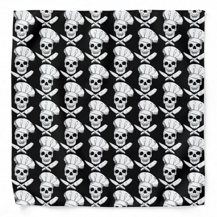 Chef Pattern of Skulls in Chef Hats Black Bandana | Zazzle.com