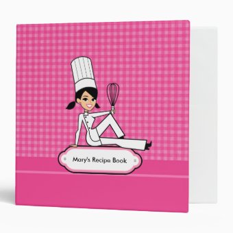 Chef Personaliized Recipe Binder with Illustration | Zazzle