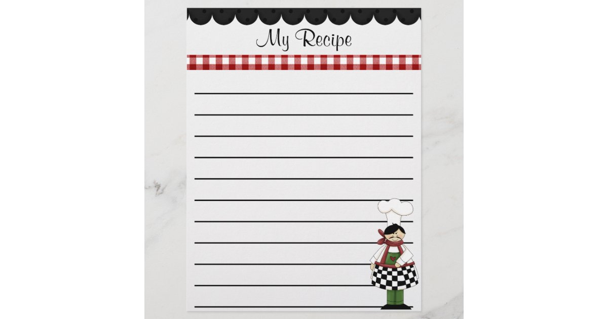 Chef Recipe Stationery | Zazzle