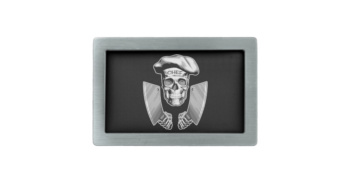 Chef Skull with Butcher Knives Rectangular Belt Buckle | Zazzle