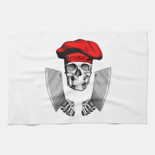 Chef Skull with Butcher Knives Towel | Zazzle