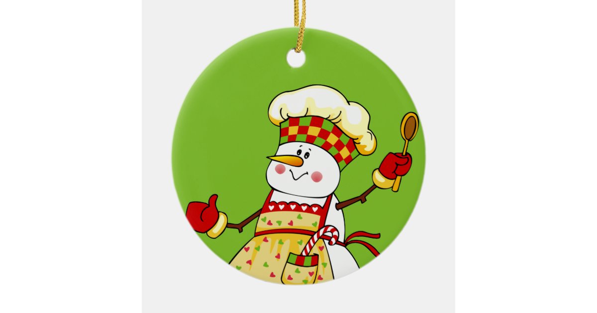 Chef Snowman Christmas Ornament | Zazzle