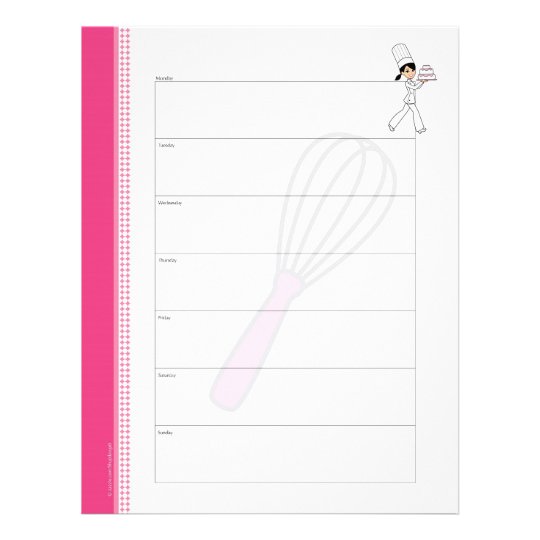 Chef Weekly Meal Planner Pages | Zazzle.com