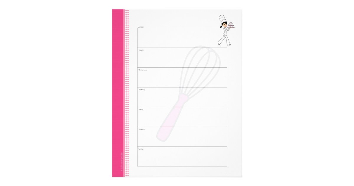 Chef Weekly Meal Planner Pages | Zazzle.com