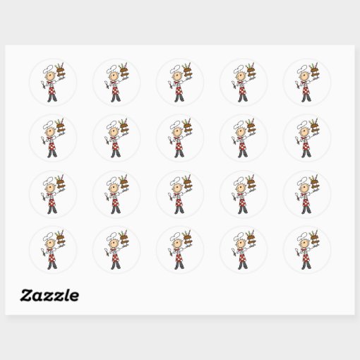Chef with BIrthday Cake Stickers | Zazzle
