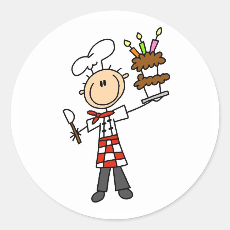 Chef with BIrthday Cake Stickers | Zazzle