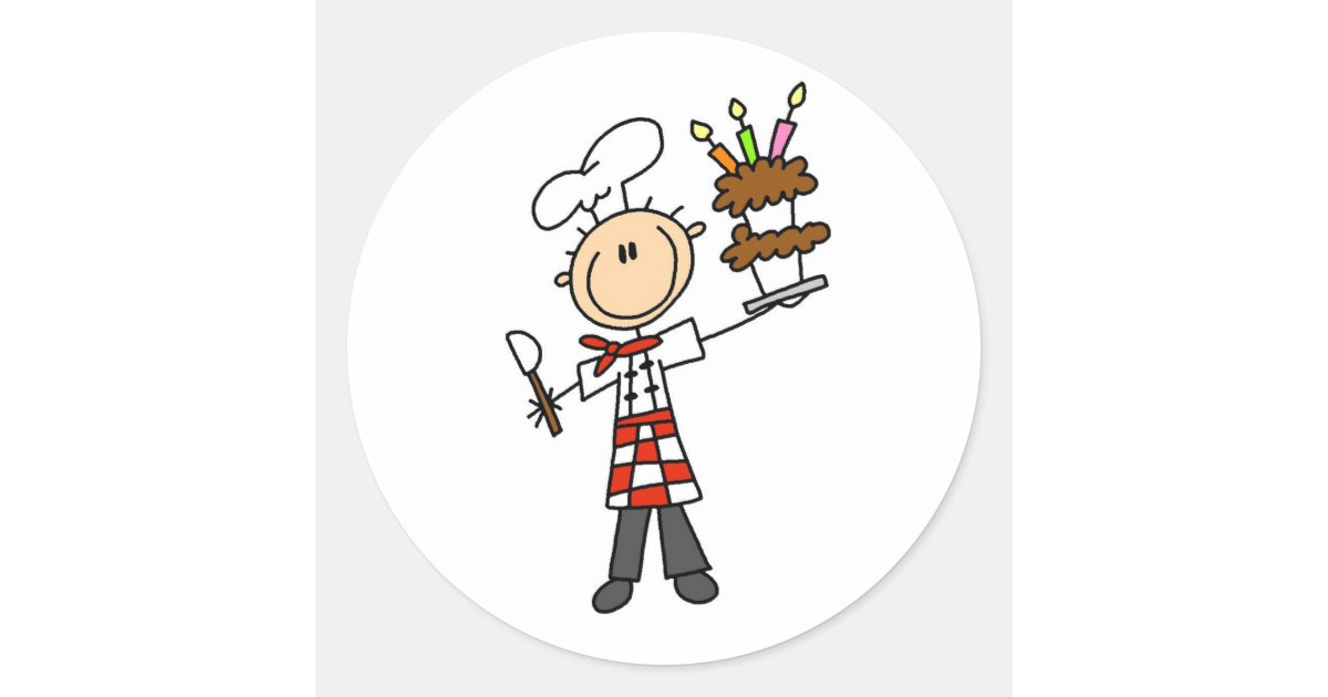 Chef with BIrthday Cake Stickers | Zazzle