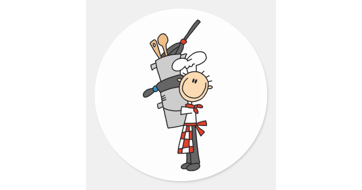 Chef with Pots and Pans Stickers | Zazzle