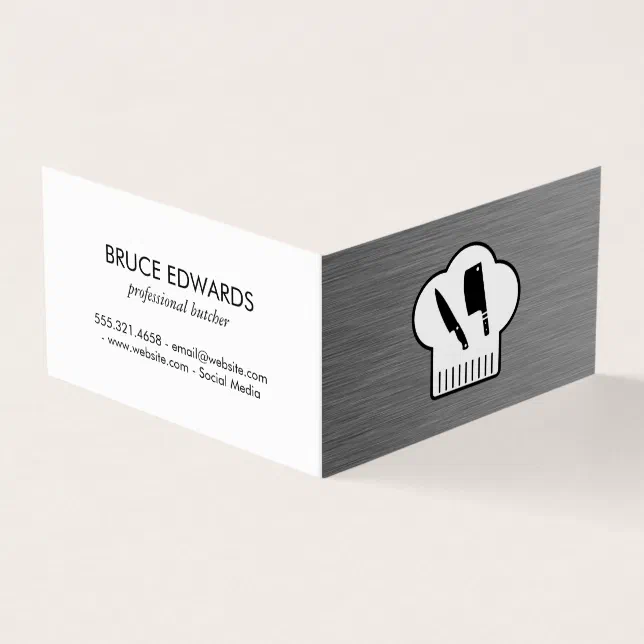 Chefs Hat Butcher Knife Business Card | Zazzle