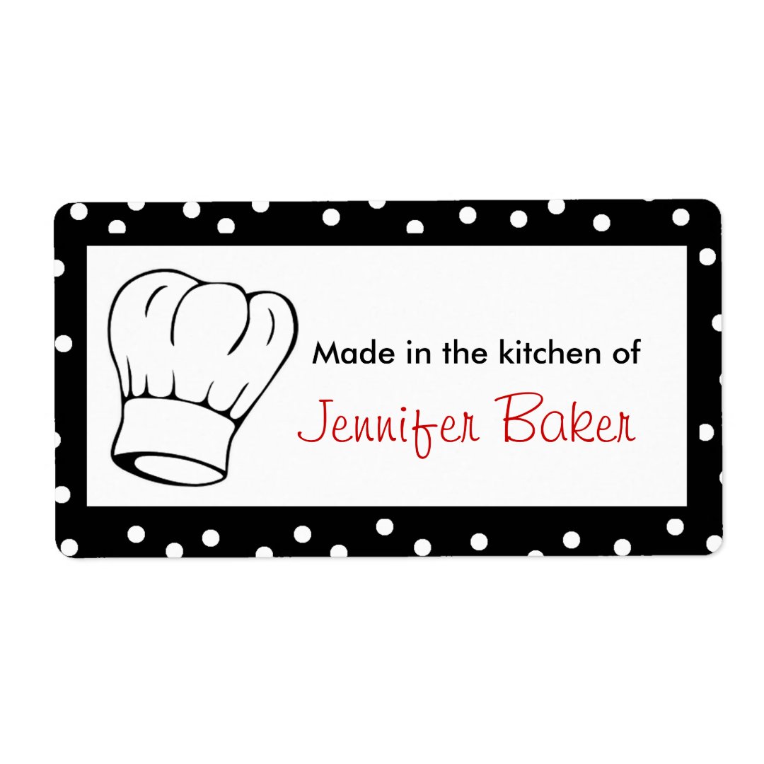 Chef's Hat Food Labels | Zazzle