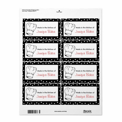 Chef's Hat Food Labels | Zazzle