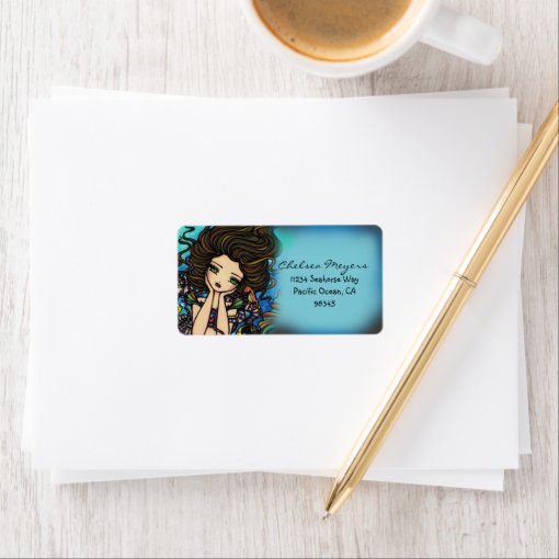 Chelsea Mermaid Seahorse Fantasy Art Label | Zazzle