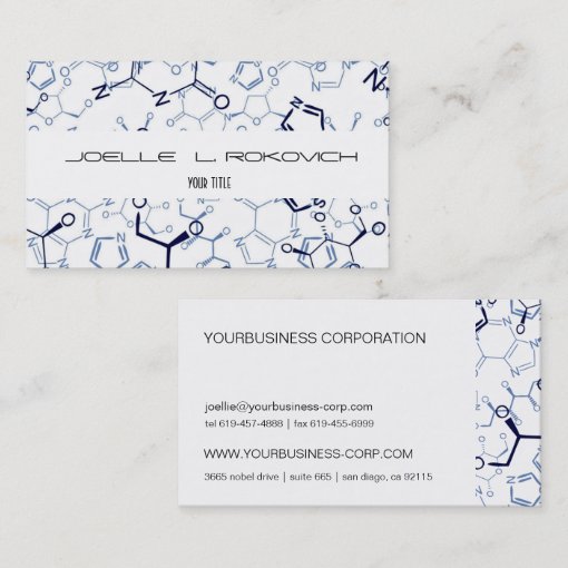 Chemical Chemistry Symbols Business Card Template | Zazzle