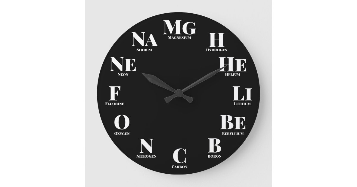 Chemical Elements Fun Nerdy Large Clock | Zazzle