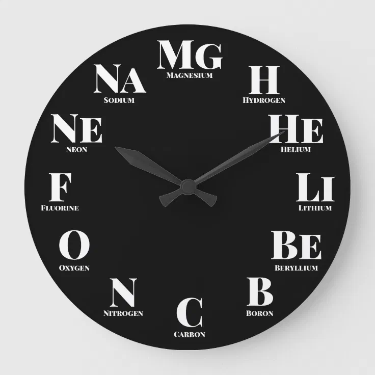 Chemical Elements Fun Nerdy Large Clock | Zazzle