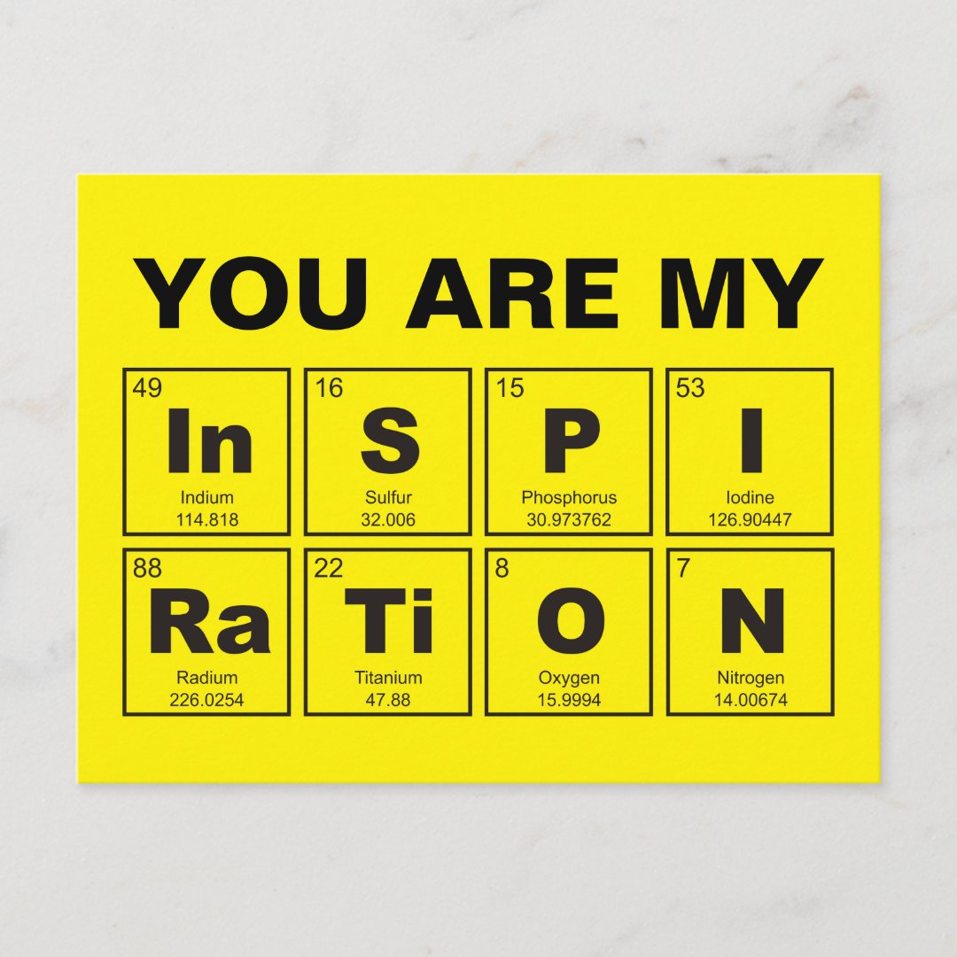 Chemical periodic table of elements: InSPIRaTiON Postcard | Zazzle