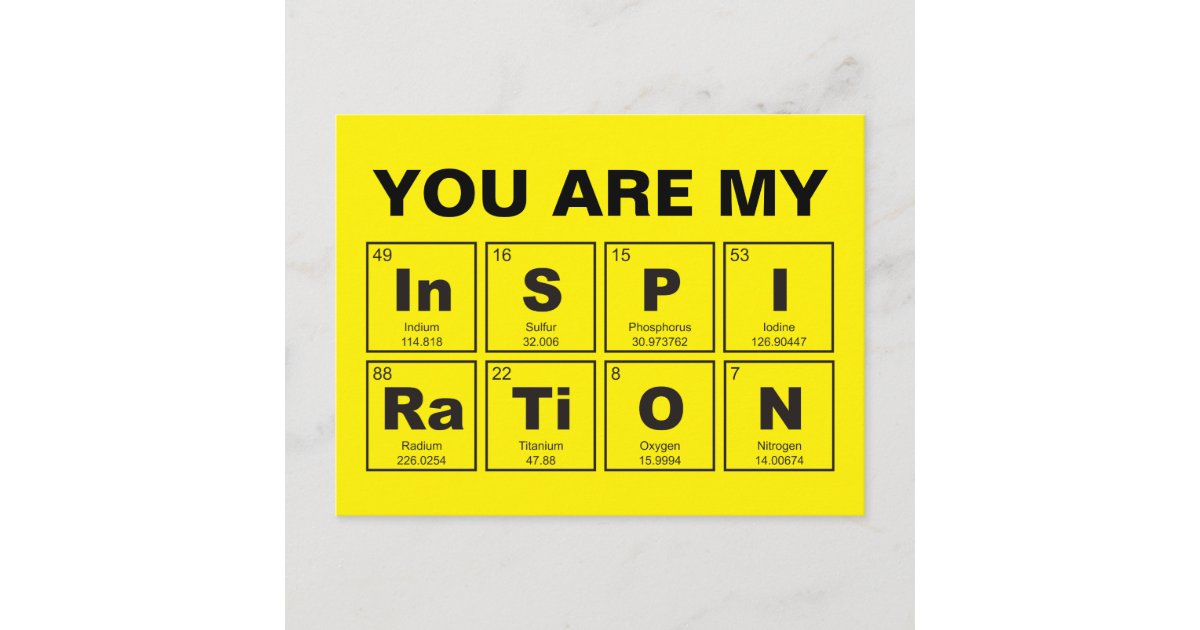 Chemical periodic table of elements: InSPIRaTiON Postcard | Zazzle