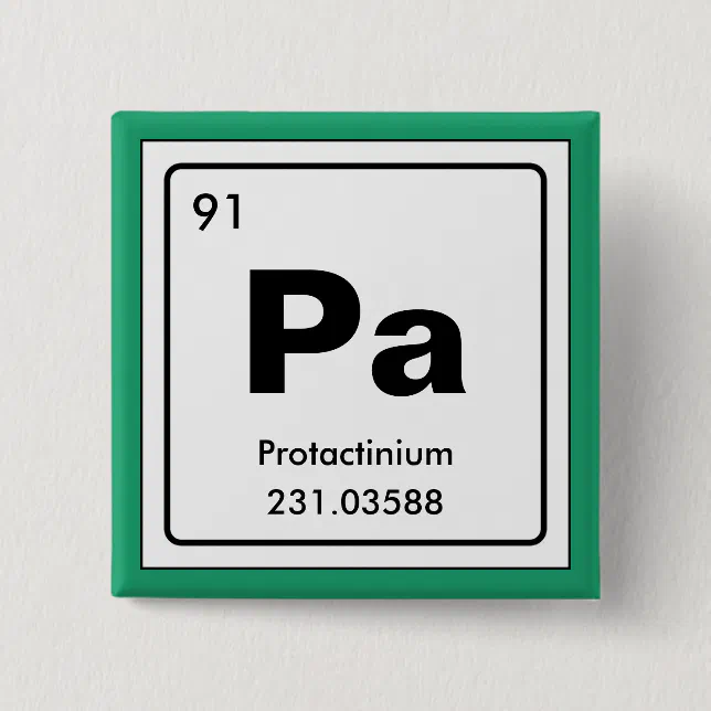 Chemical periodic table of elements: Pa Pinback Button | Zazzle