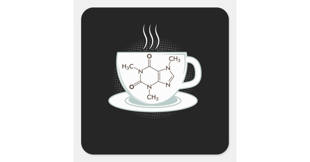 Chemistry Caffeine Molecule Square Sticker | Zazzle