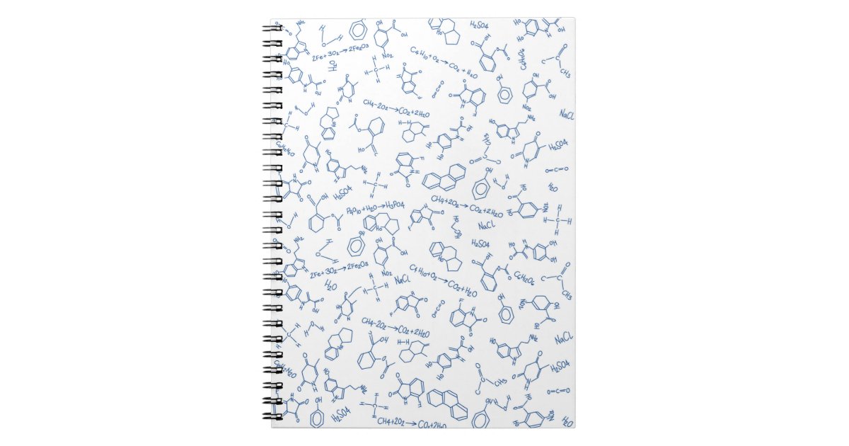 Chemistry diagram pattern and typography notebook | Zazzle