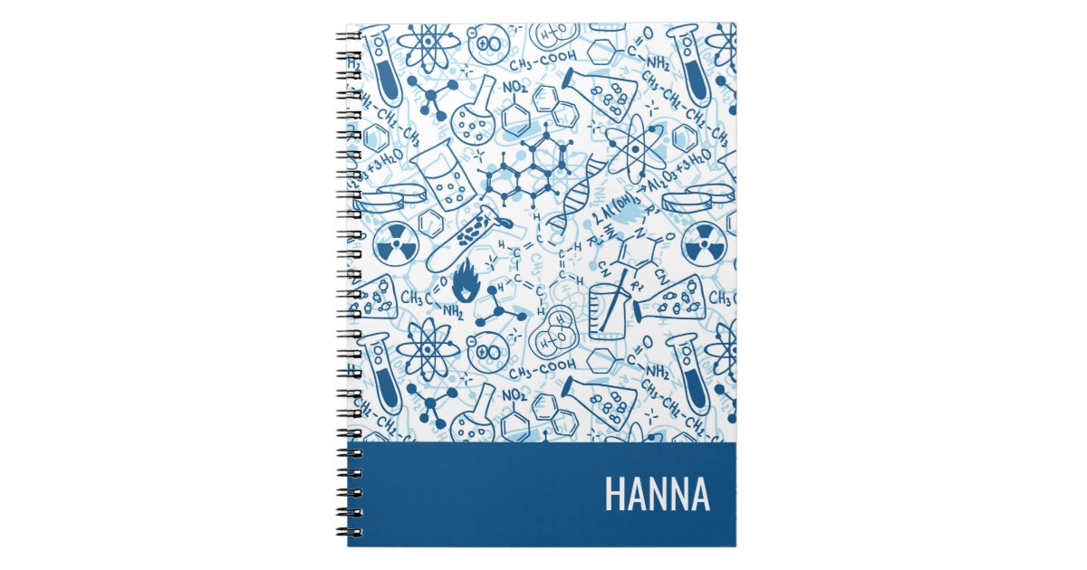Chemistry Doodle Pattern Personalized Name Notebook | Zazzle
