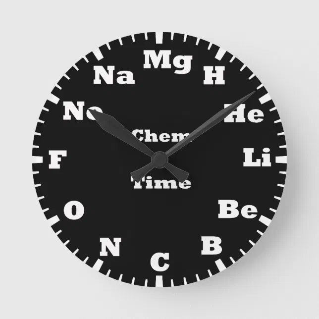 Chemistry elements of periodic table round clock | Zazzle