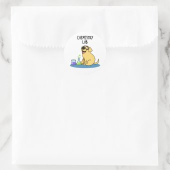 Chemistry Lab Funny Labrador Dog Pun Classic Round Sticker | Zazzle