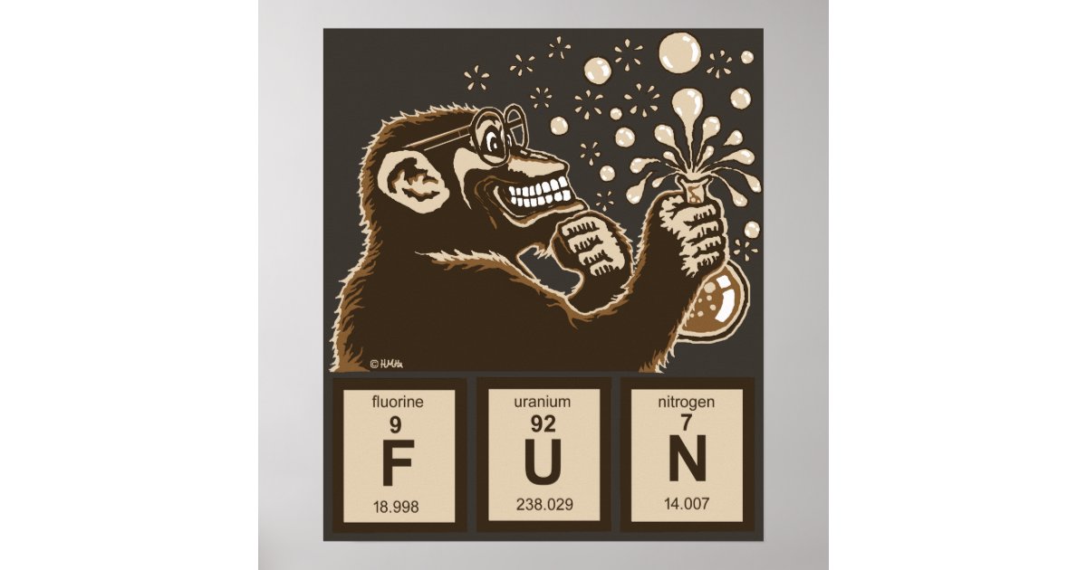 Chemistry monkey discovered fun poster | Zazzle
