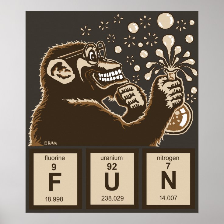 Chemistry monkey discovered fun poster | Zazzle