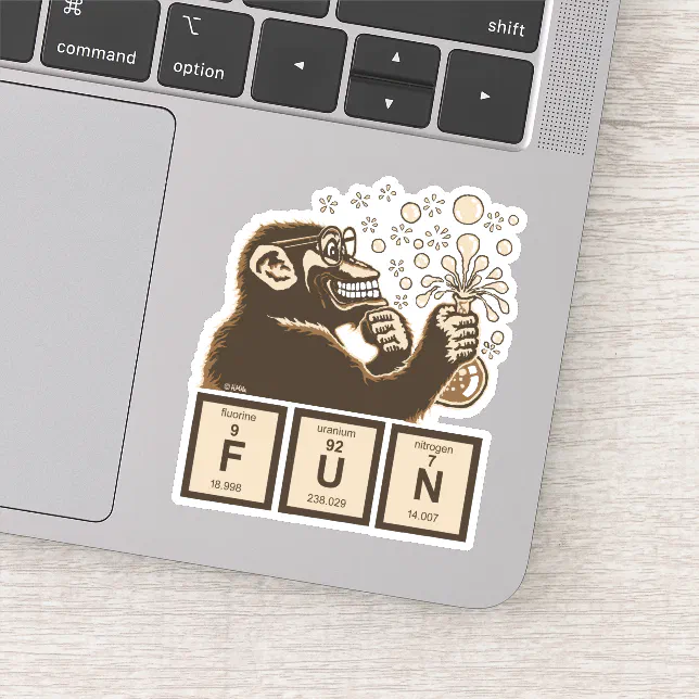 Chemistry monkey discovered fun sticker | Zazzle