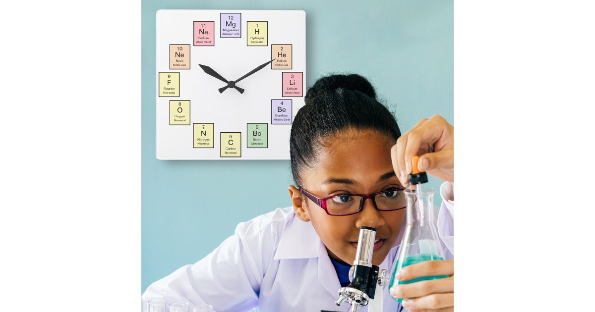 Chemistry Periodic Table Square Wall Clock | Zazzle