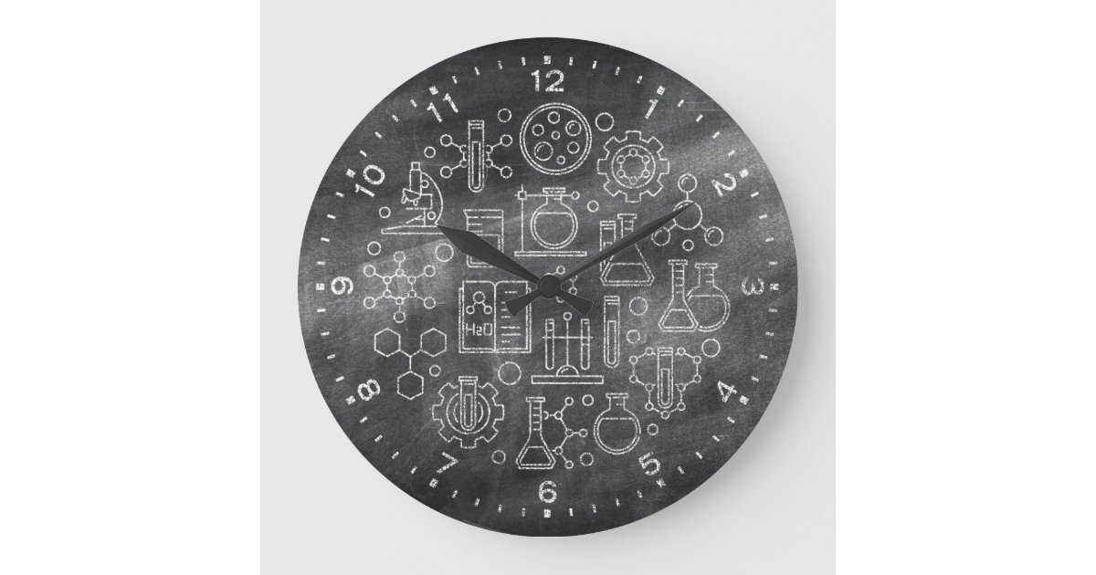 Chemistry Science Chalkboard Clock | Zazzle