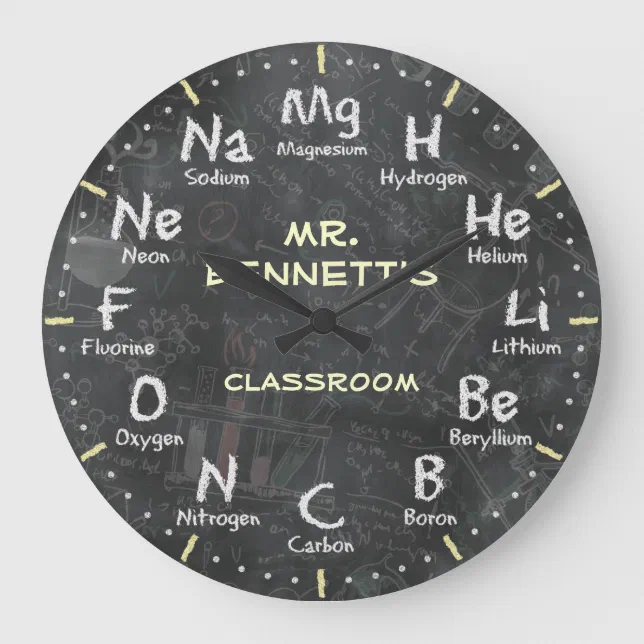 Chemistry Science Chalkboard Personalizable Clock | Zazzle