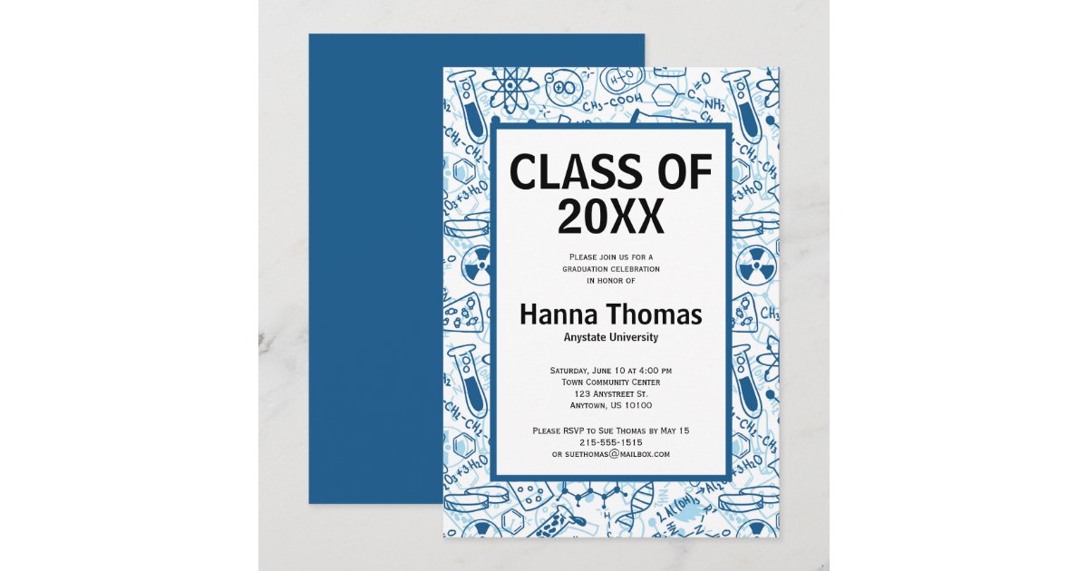 Chemistry Science Doodles Graduation Invitation | Zazzle