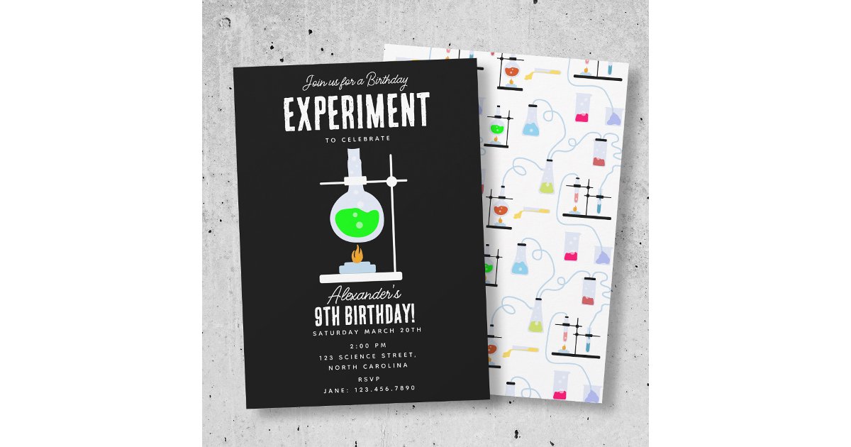 Chemistry Science Experiment Kids Birthday Party Invitation | Zazzle