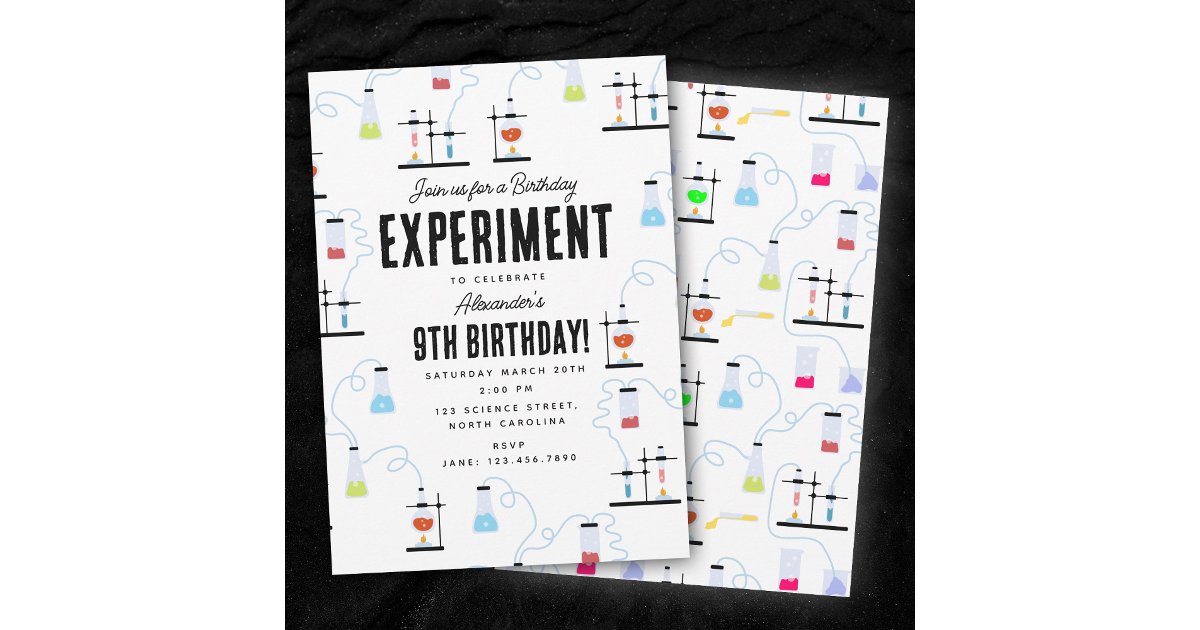 Chemistry Science Experiment Kids Birthday Party Invitation | Zazzle
