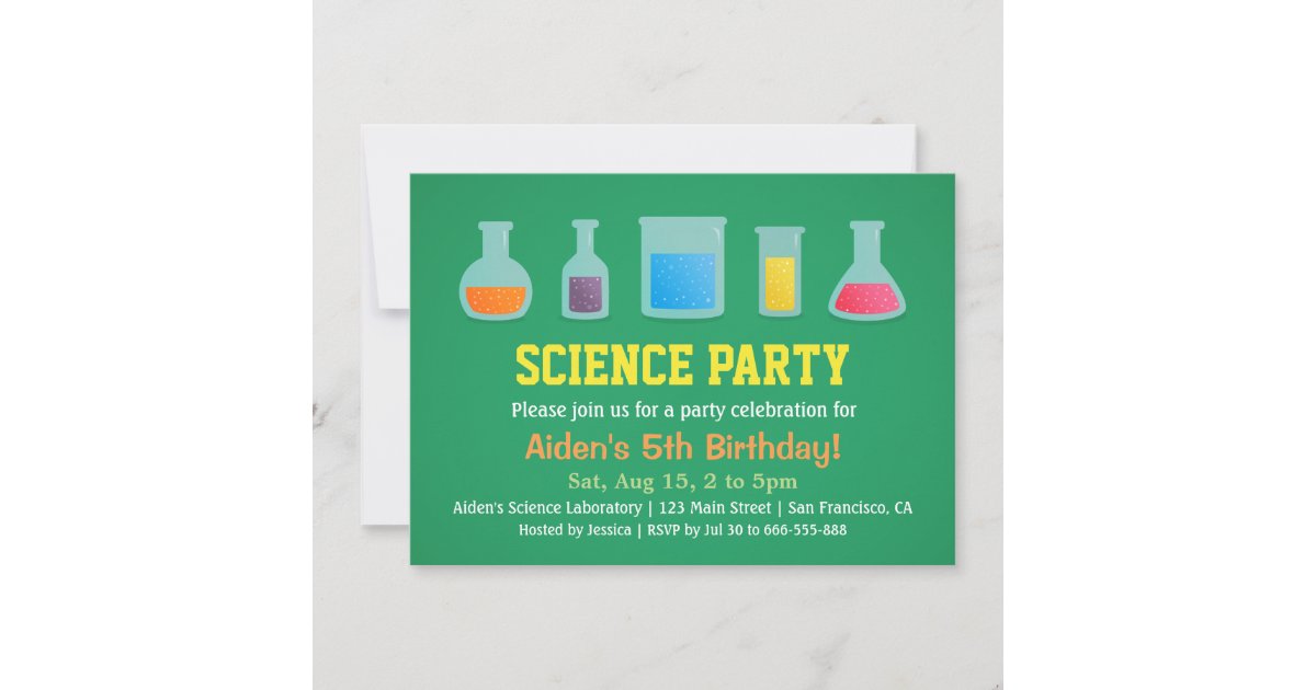 Chemistry Science Kids Birthday Party Invitations | Zazzle