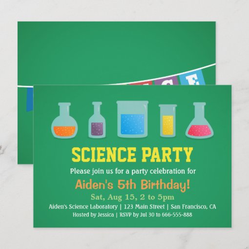 Chemistry Science Kids Birthday Party Invitations | Zazzle