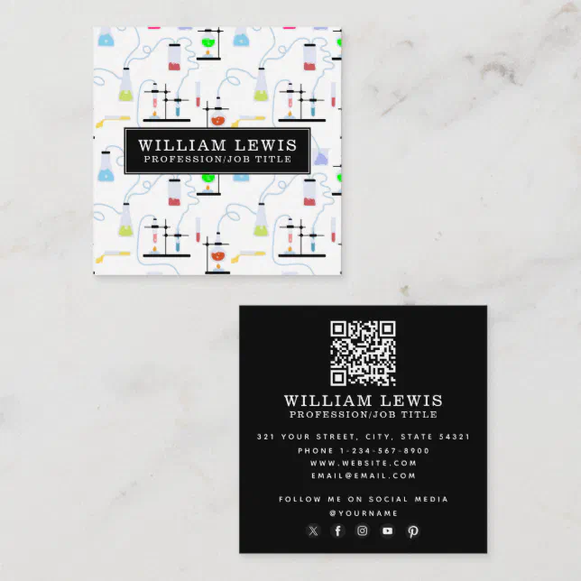 Chemistry Science Test Tubes Lab QR Code Square Business Card | Zazzle