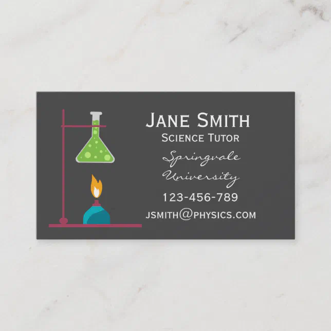 Chemistry science tutor bunsen burner business card | Zazzle